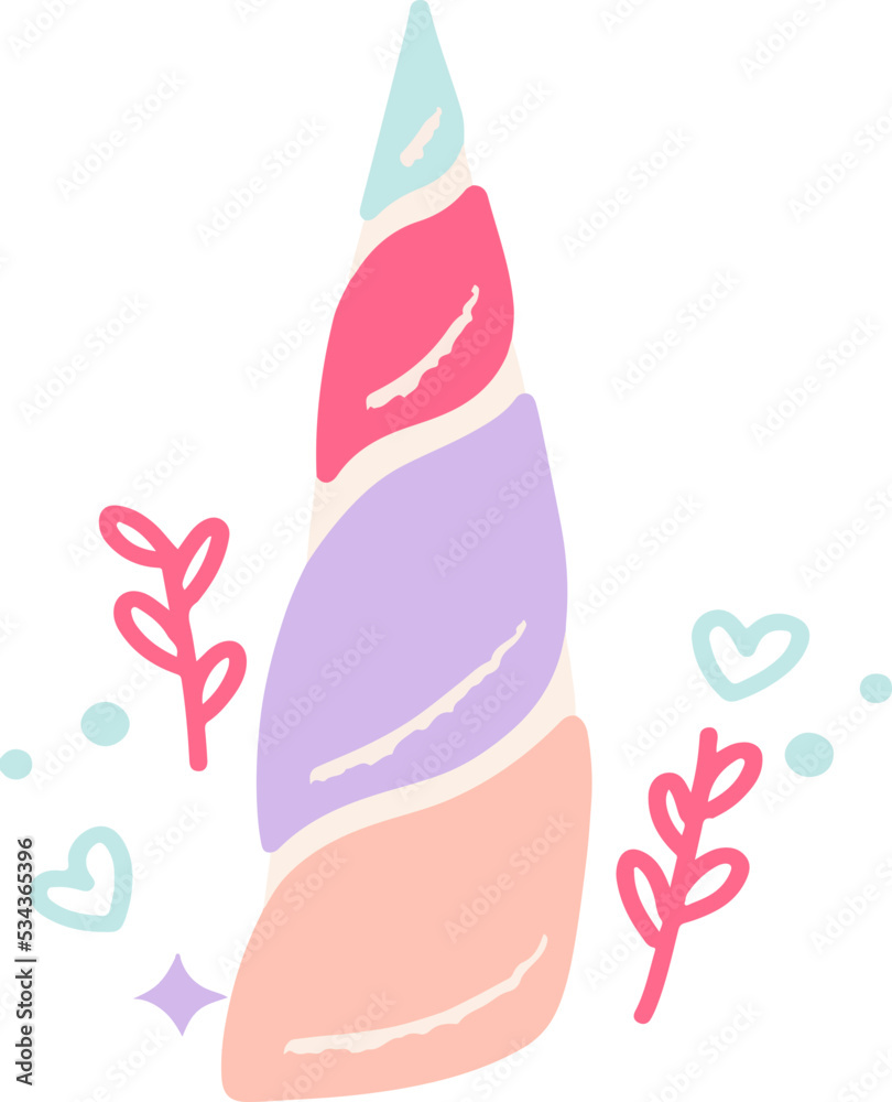 Fantasy Cute Unicorn Horn Unicorn Illustration Stock Vector | Adobe Stock