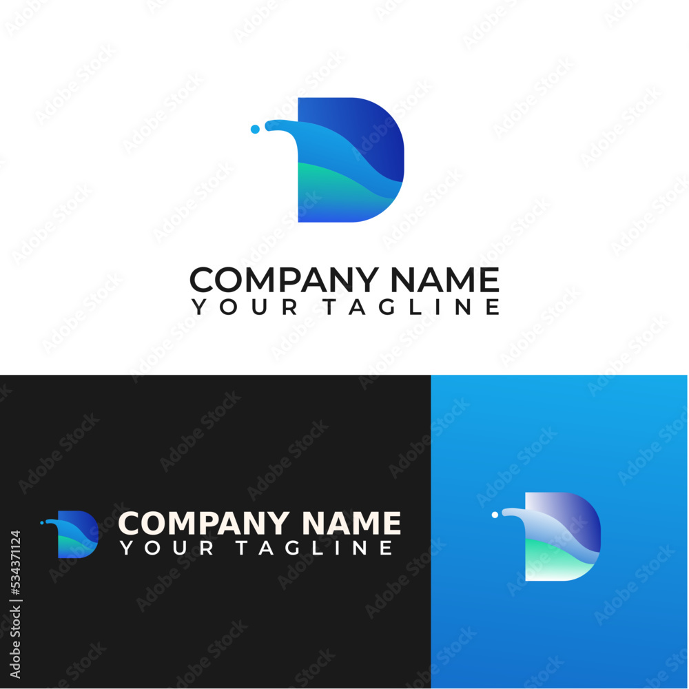 Modern simple letter D liquid Logo. Flat Vector Logo Design Template ...