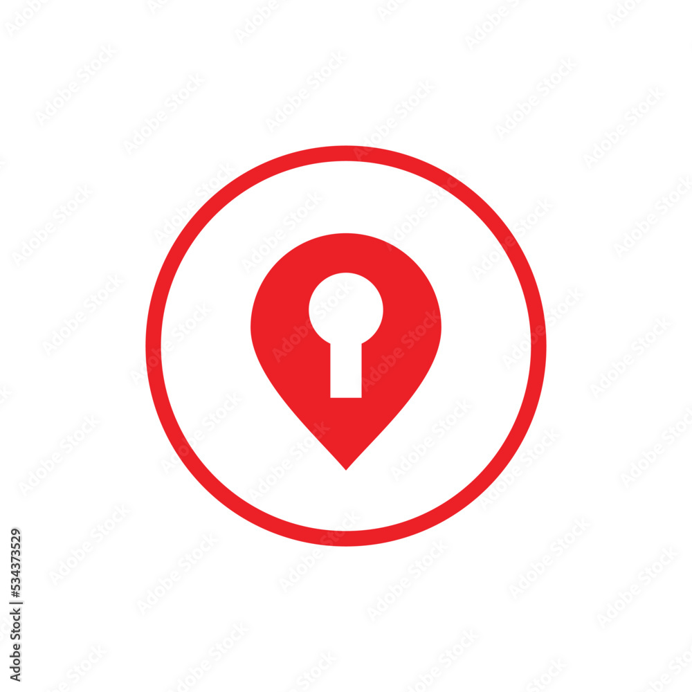 Map pin and keyhole logo design, locked location icon, lock map logo ...