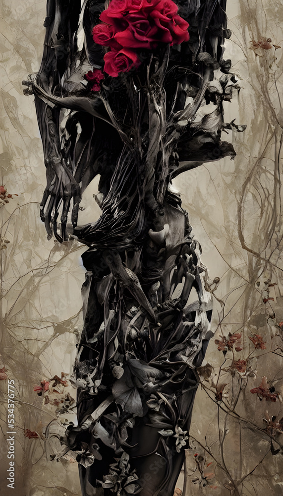 Skeleton With Roses Stock Illustration | Adobe Stock