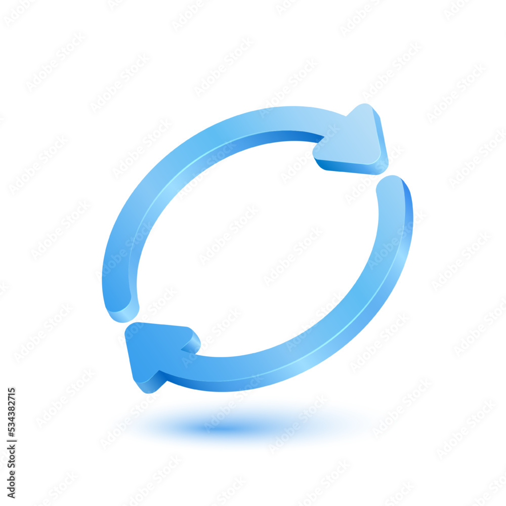 Two arrows blue circulating around refresh icon, Update symbol or ...