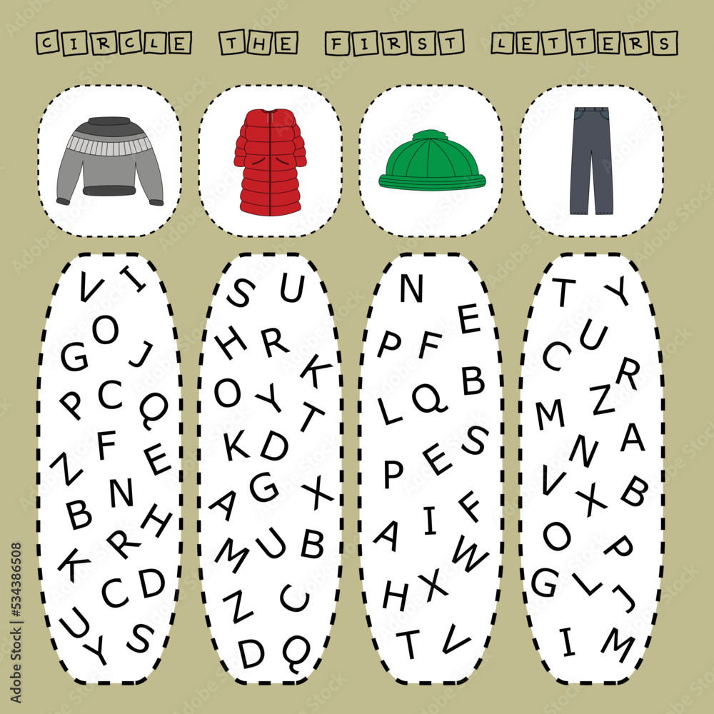 Find the first letter and match with the picture, a game for kids to ...