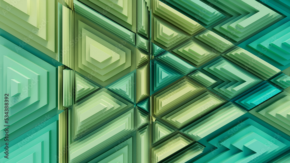 Turquoise and Yellow Tech Background with a Geometric 3D Structure ...