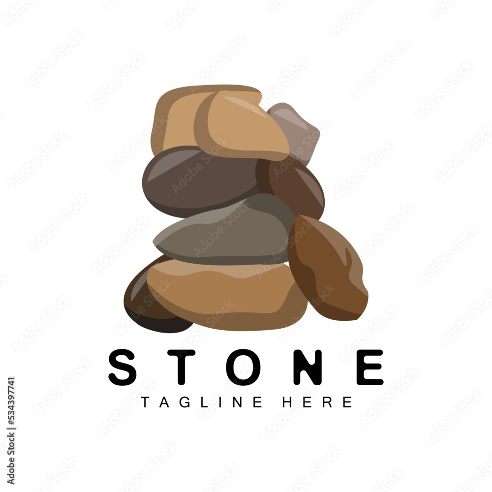 Stacked Stone Logo Design, Balancing Stone Vector, Building Material ...