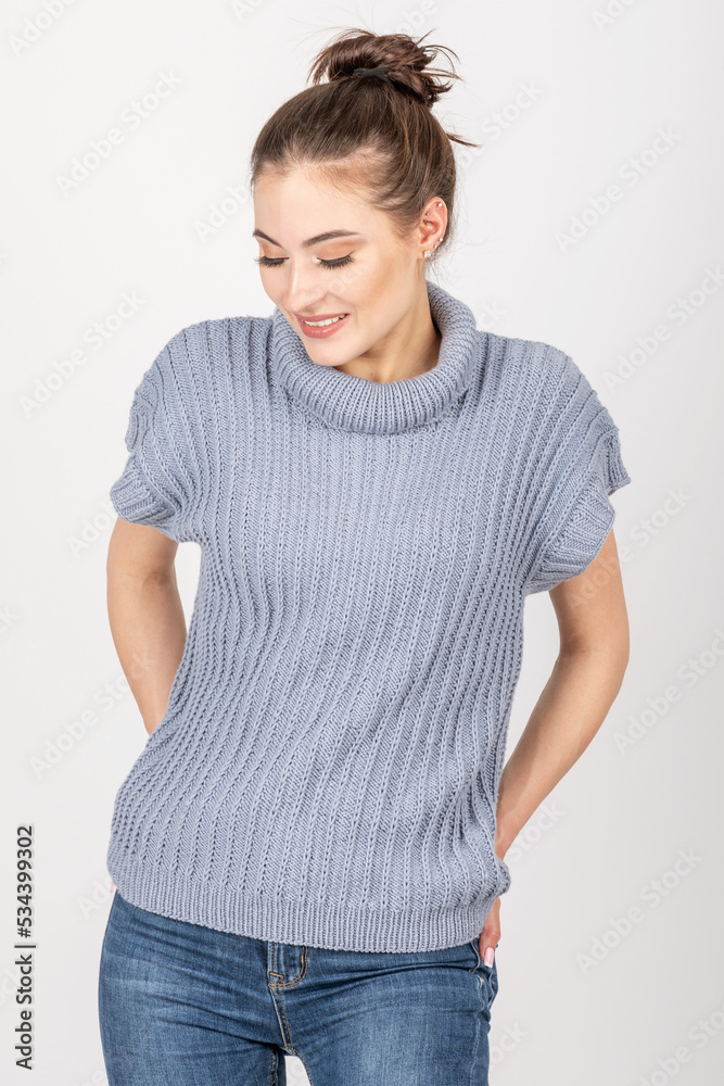 Fashion concept. Studio portrait of beautiful and sexy woman with ...