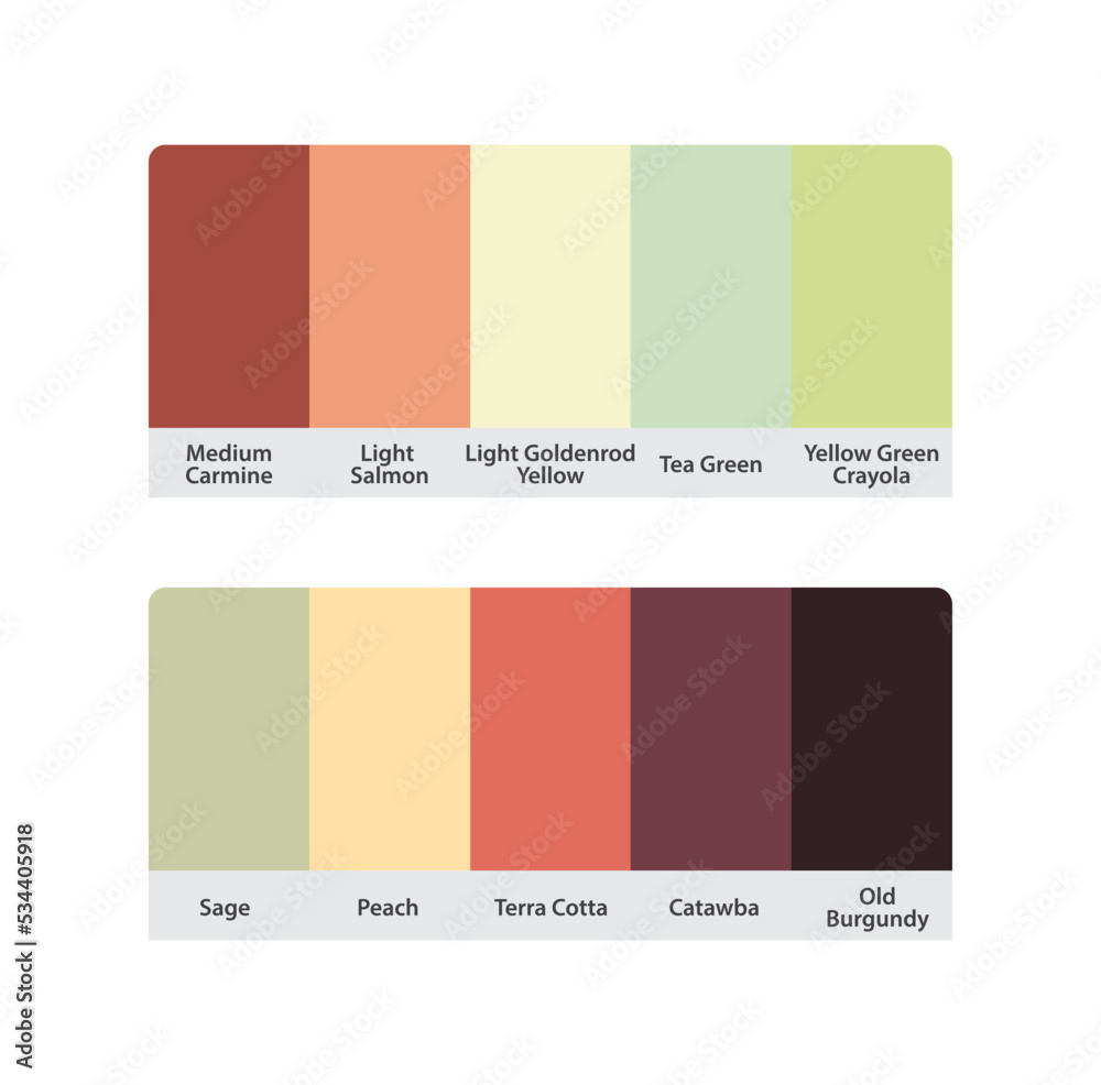 Matching color palette guide catalog collection. RGB HEX codes with ...