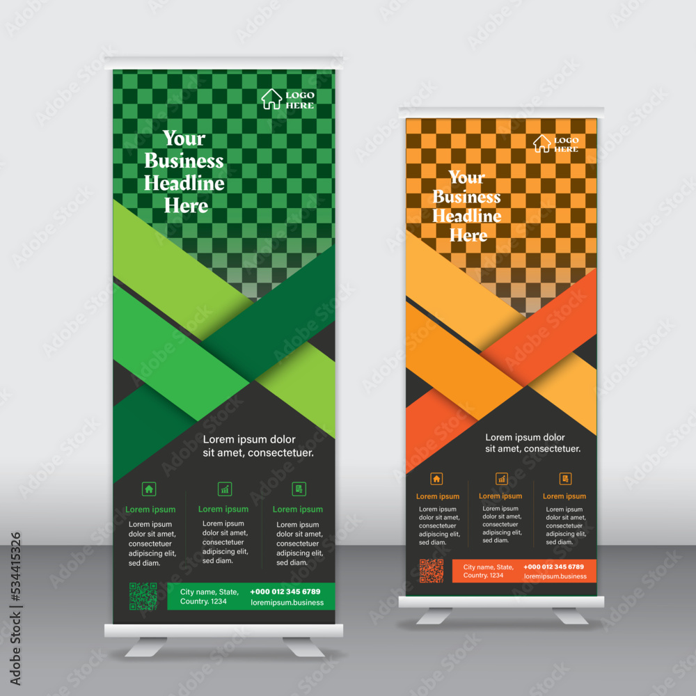 Roll-up banner template, real-state roll-up banner, corporate x-banner ...