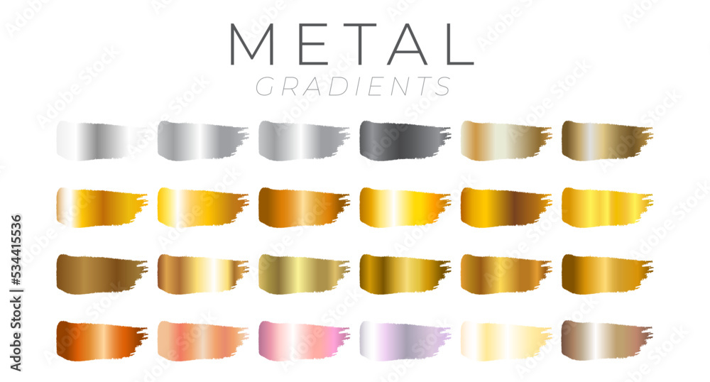 Metal Gradients Paint Color Swatches with Brush Strokes เวกเตอร์สต็อก ...
