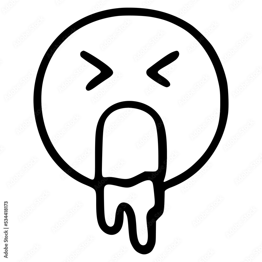 Puke emoticon emoticon in doodle style Stock Illustration | Adobe Stock