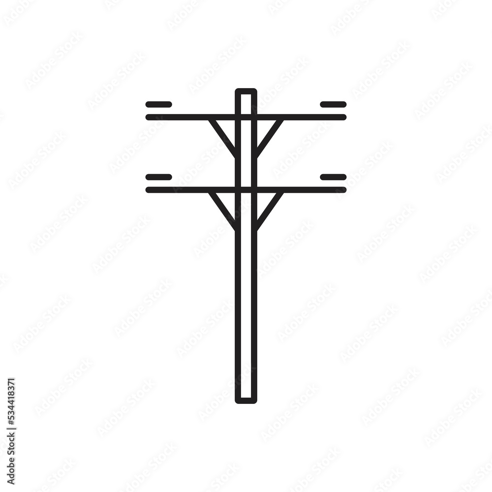 eps10 black vector power pole line art icon isolated on white ...