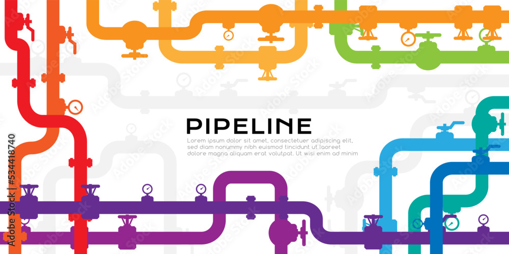 Pipelines colorful textured background with copy space. Industrial ...