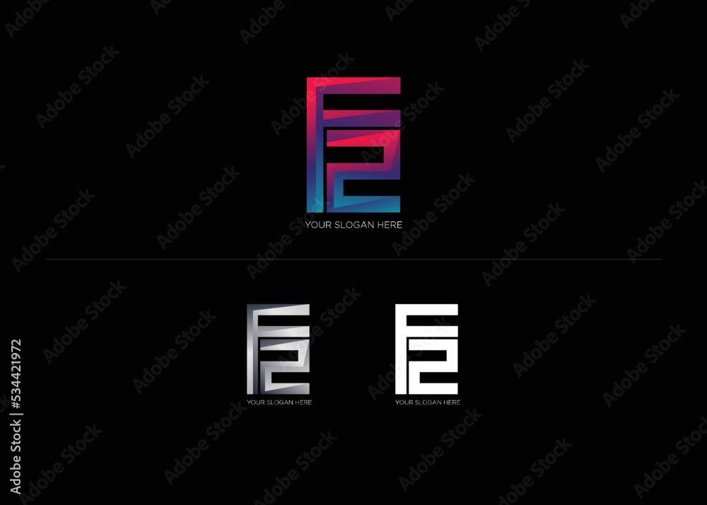 logo Alphabet letters Initials Monogram logo F2,2F, F2 - Vector design ...