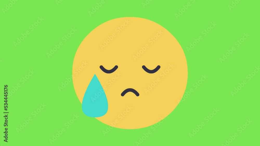 Crying Emoji Sad Emoticon Green Screen 4K Stock Video | Adobe Stock