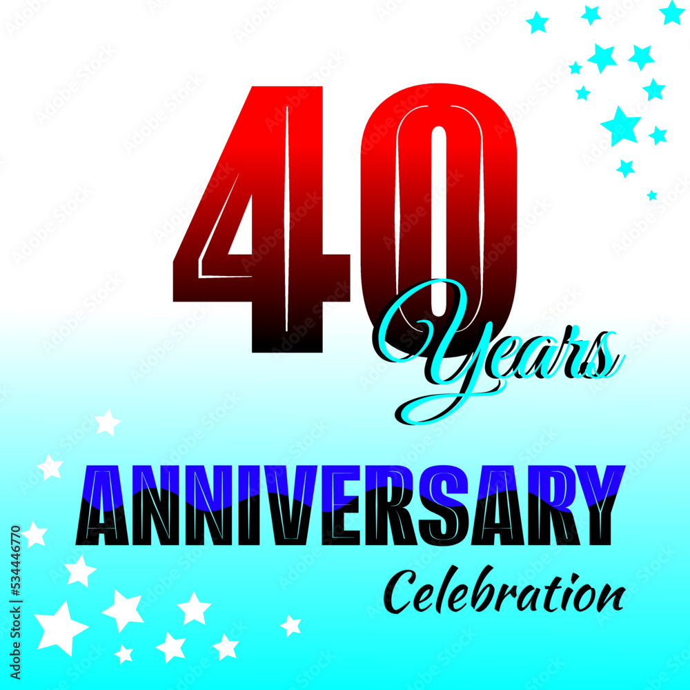 40th birthday celebration background. Red gradient colored numbers and ...