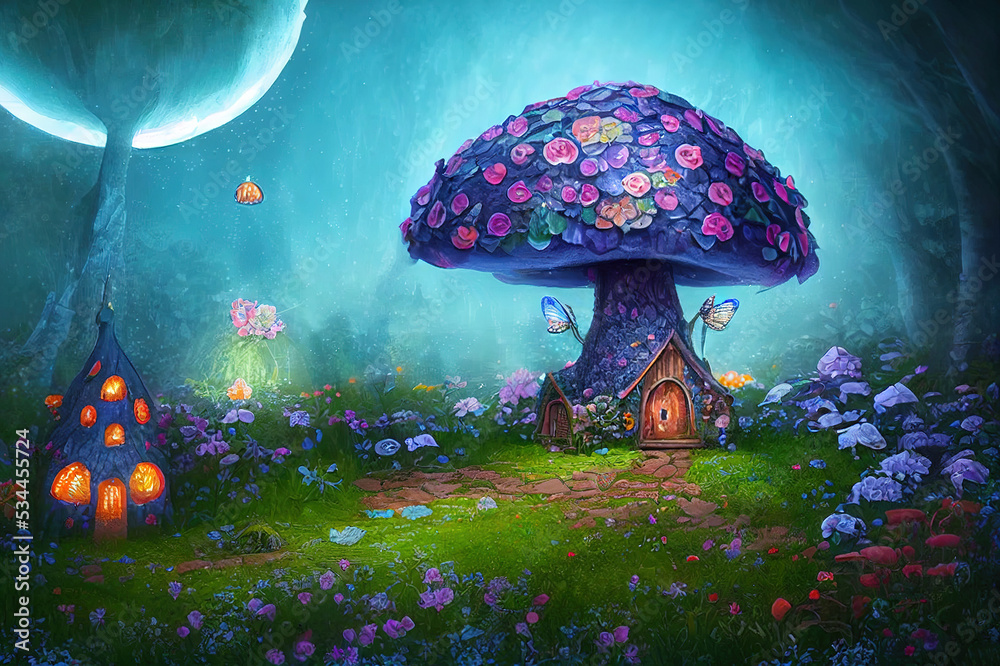 Fairy Tale Gnomes And Mushrooms