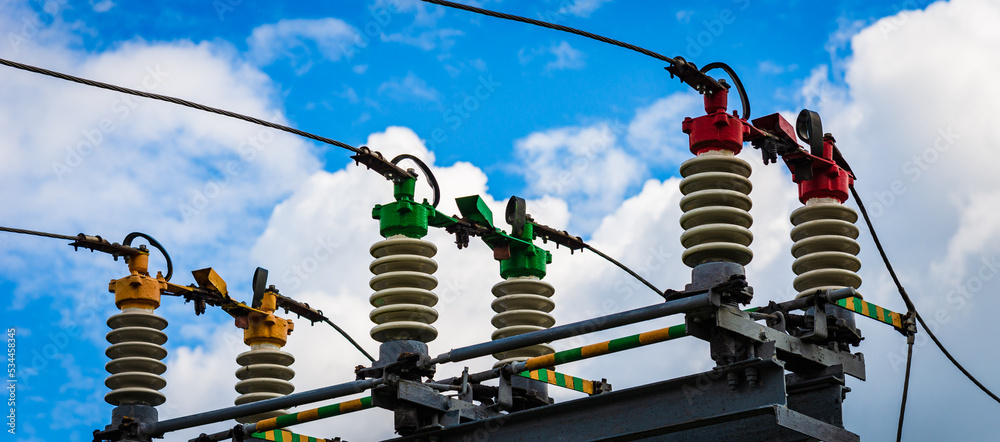 Electric power transmission lines.High voltage switchgear and equipment ...