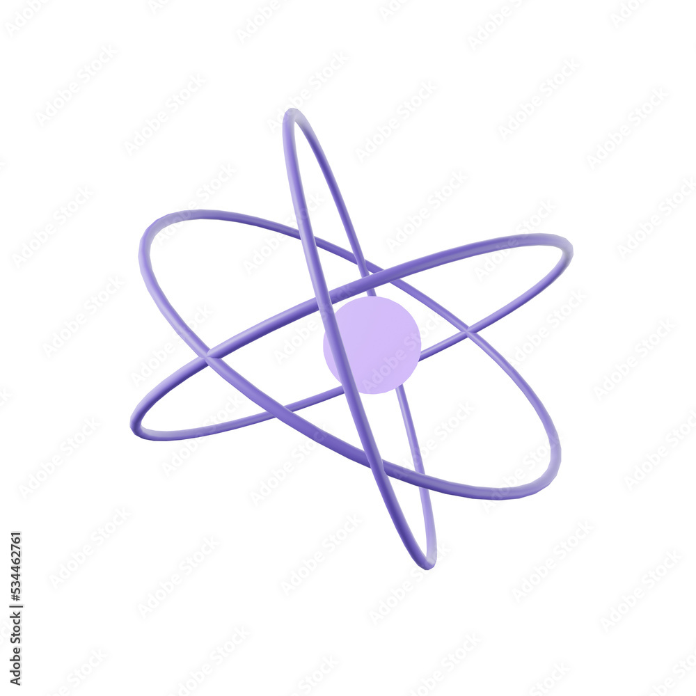3d atom model isolated on transparent background. PNG. 3D rendering ...