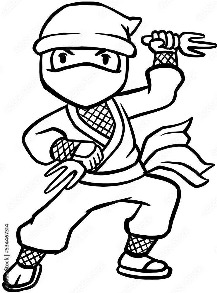 cartoon japanese ninja character for coloring book Stock Illustration ...