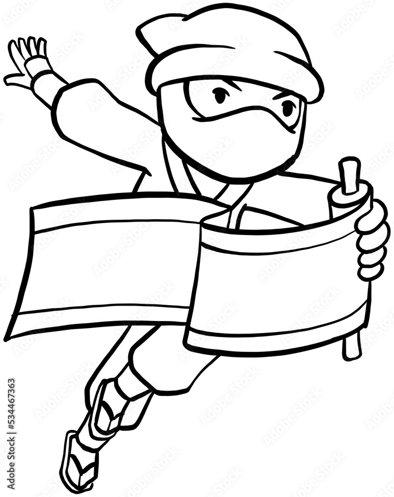 cartoon japanese ninja character for coloring book Stock Illustration ...