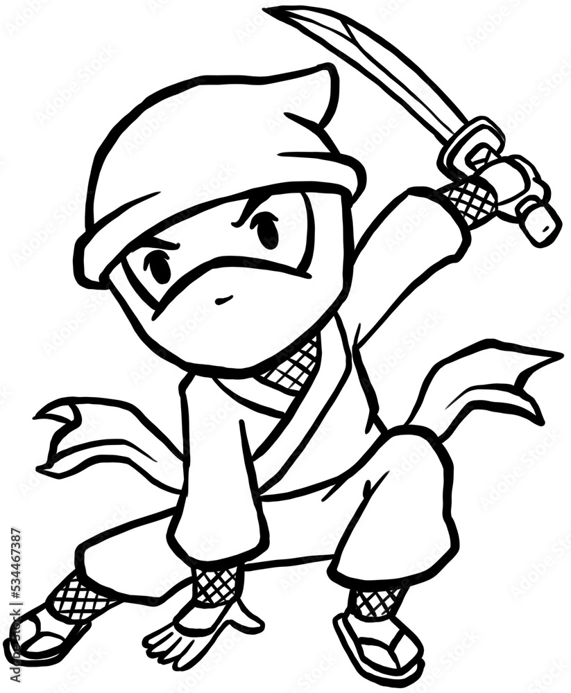 cartoon japanese ninja character for coloring book Stock Illustration ...