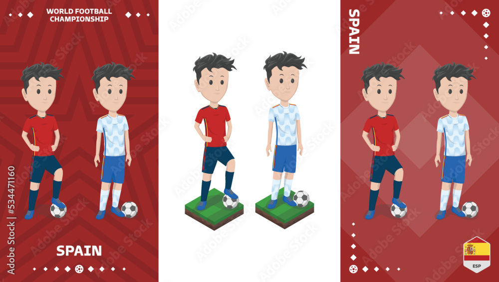 Spain Football Team Kit, Home kit and Away Kit Stock Vector | Adobe Stock