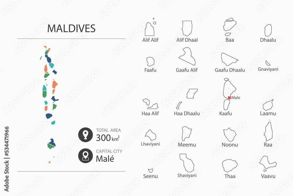 Poster Map of Maldives with detailed country map – Wall Art | UkPosters
