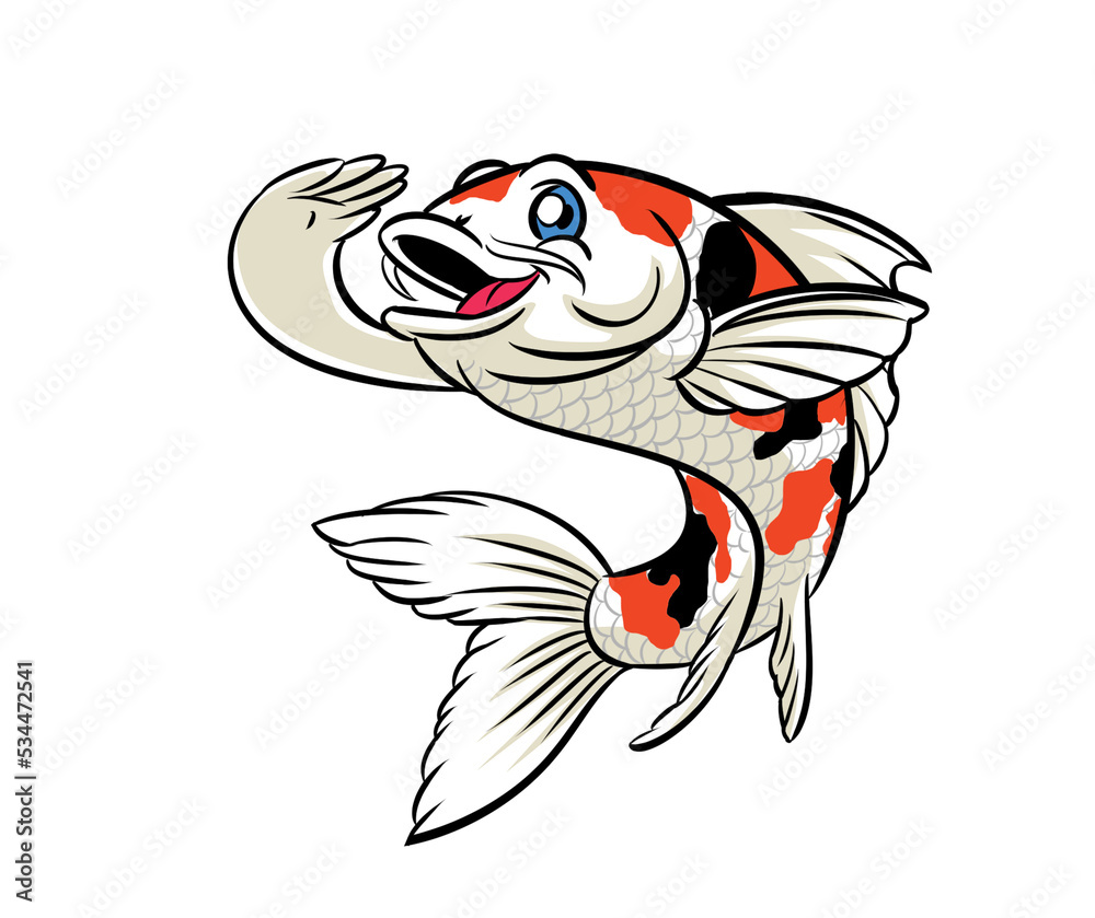 character carp Cartoon koi illustration and painting, talking and ...