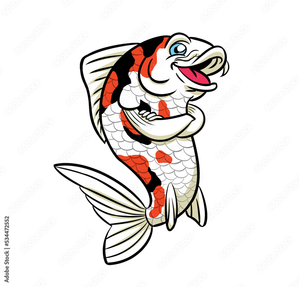 character carp Cartoon koi illustration and painting, talking and ...