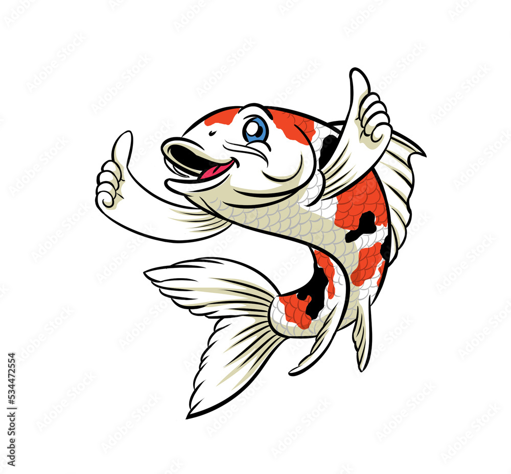 character carp Cartoon koi illustration and painting, talking and ...