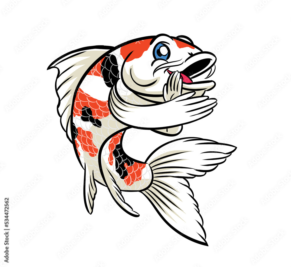 character carp Cartoon koi illustration and painting, talking and ...
