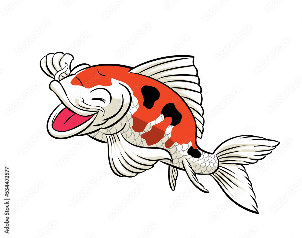 character carp Cartoon koi illustration and painting, talking and ...