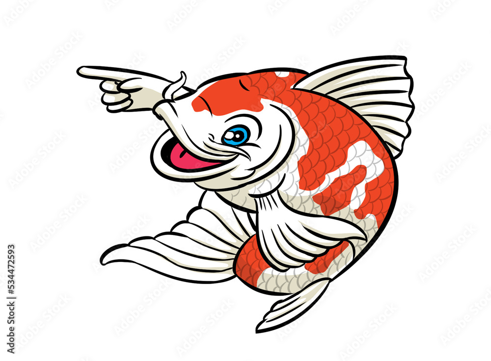 character carp Cartoon koi illustration and painting, talking and ...