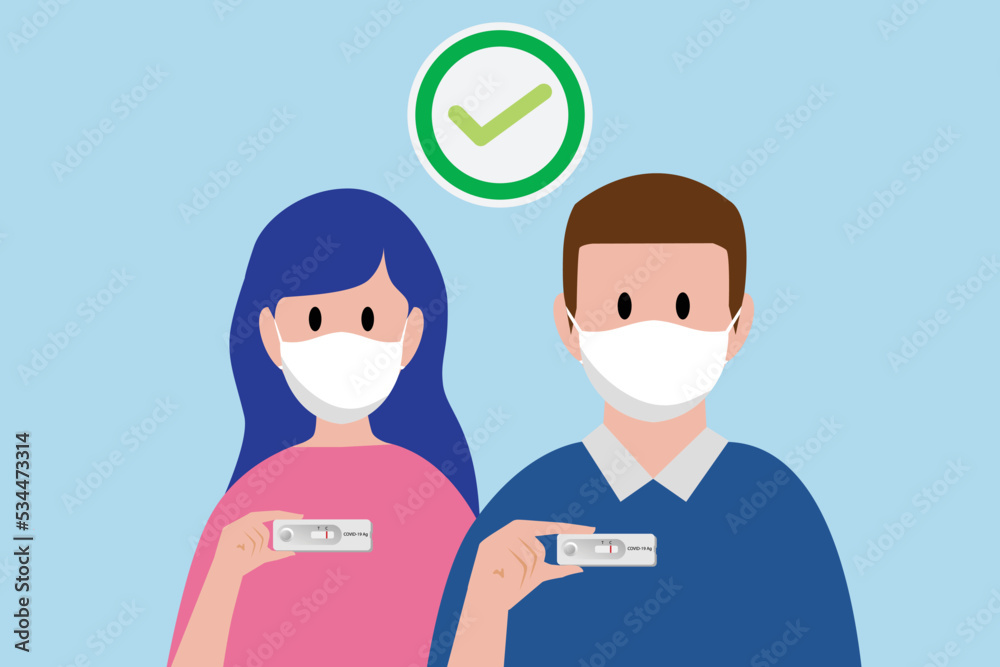 Male And Female using Rapid Antigen Test kit and result are positive ...