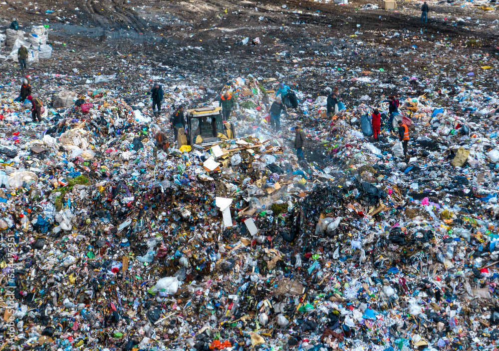 Solid waste disposal and landfill gas collection. Landfill with solid ...