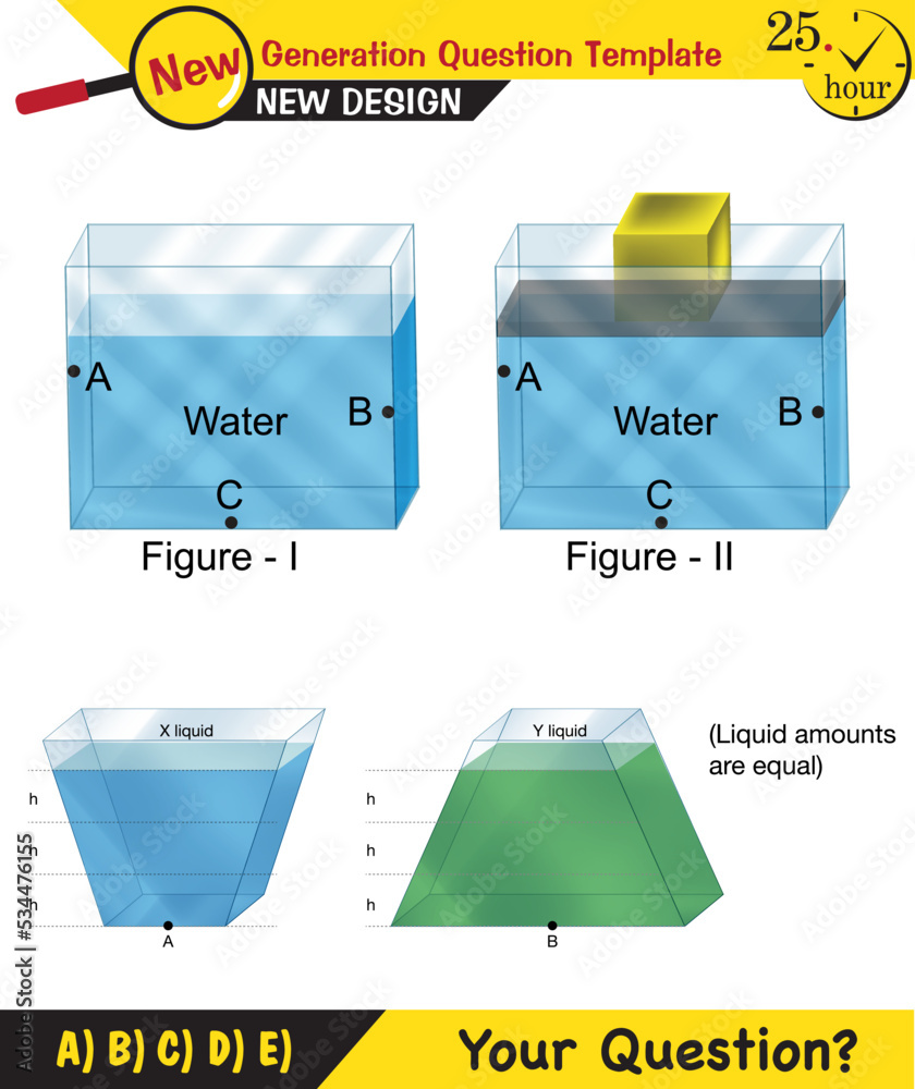 Physics, pressure and lifting force, pressure of stagnant waters ...