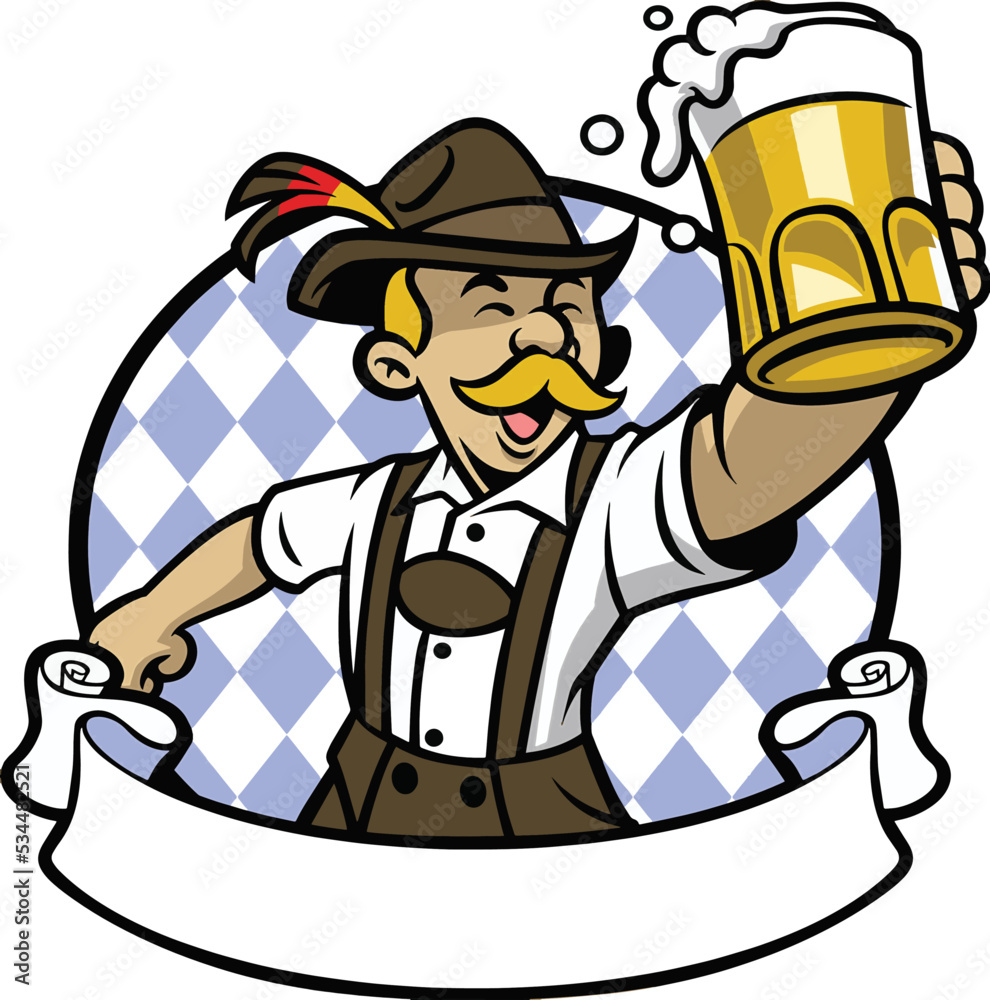 Cartoon German Man Holding Beer Stock Vector | Adobe Stock