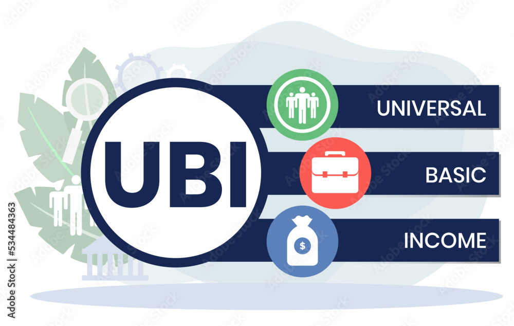 UBI - Universal Basic Income acronym. business concept background ...