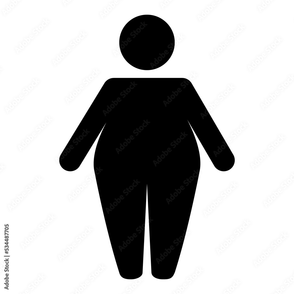 Símbolo obesidad. Silueta aislada de una persona con sobrepeso ...