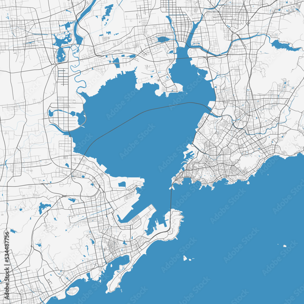 Qingdao map. Detailed map of Qingdao city administrative area ...