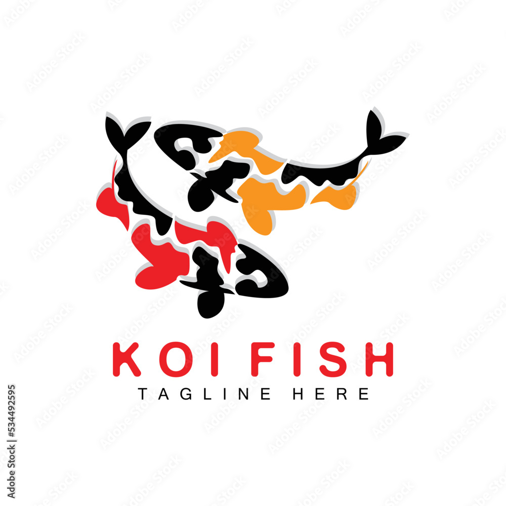Koi Fish Logo Design, Chinese Lucky And Triumph Ornamental Fish Vector ...