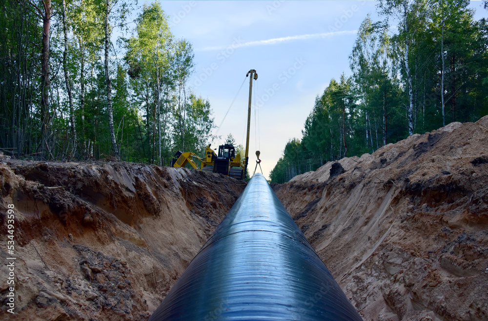 Natural Gas Pipeline Construction. Gas and Crude oil transmission in ...