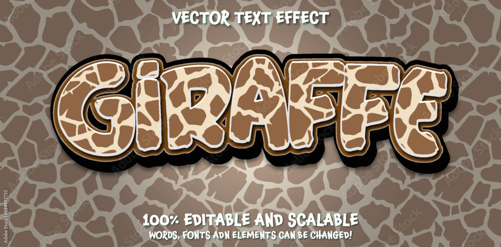 Giraffe text, editable animal skin pattern letters font template on ...