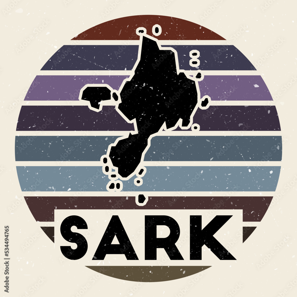 Sark logo. Sign with the map of island and colored stripes, vector ...