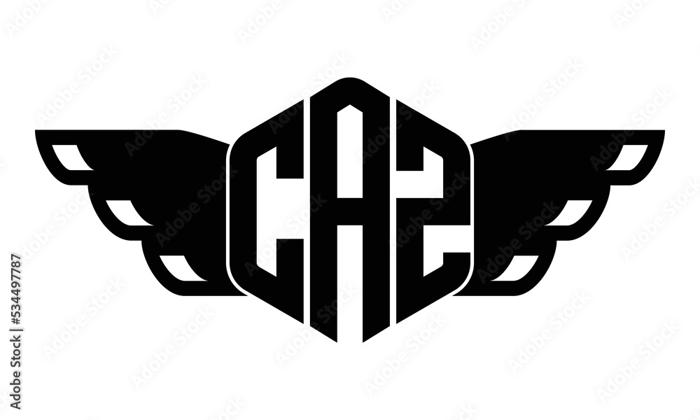 CAZ three-letter butterfly iconic logo design vector template | polygon ...