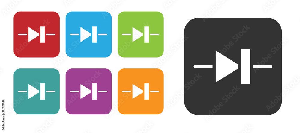 Black Diode in electronic circuit icon isolated on white background ...