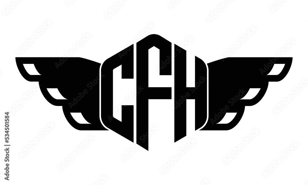 CFH three-letter butterfly iconic logo design vector template | polygon ...