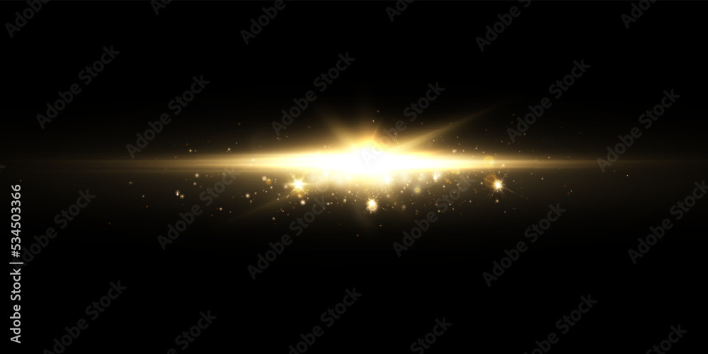 Bright yellow light effect with beams and highlights for vector ...