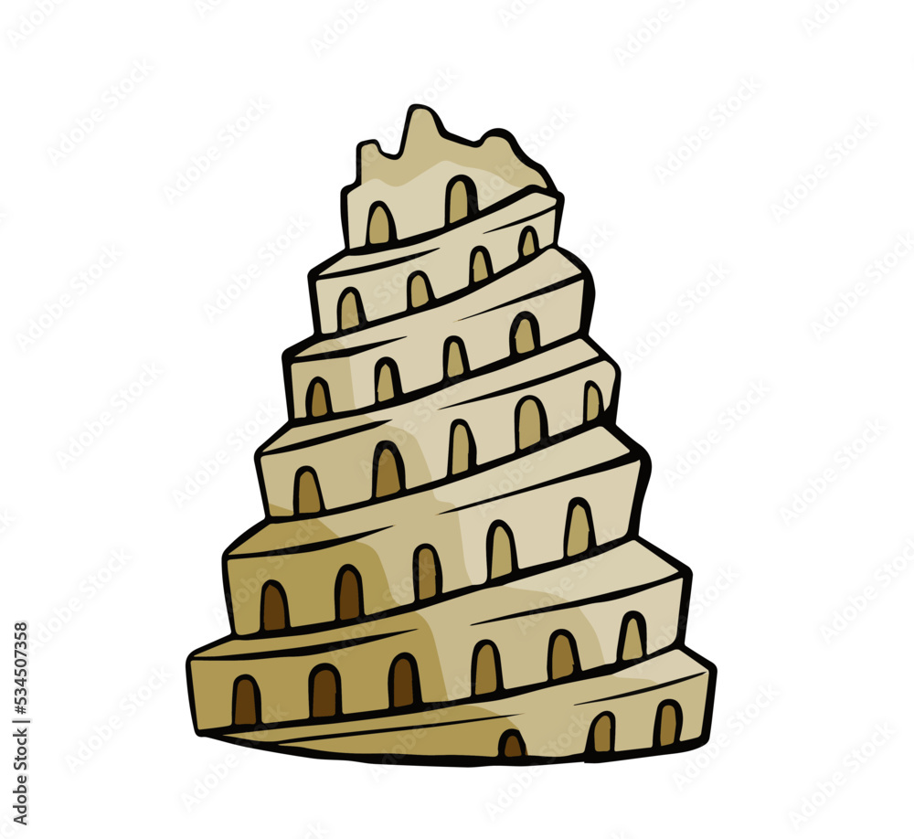 Tower of Babel. Ancient city Babylon of Mesopotamia and Iraq. Biblical ...