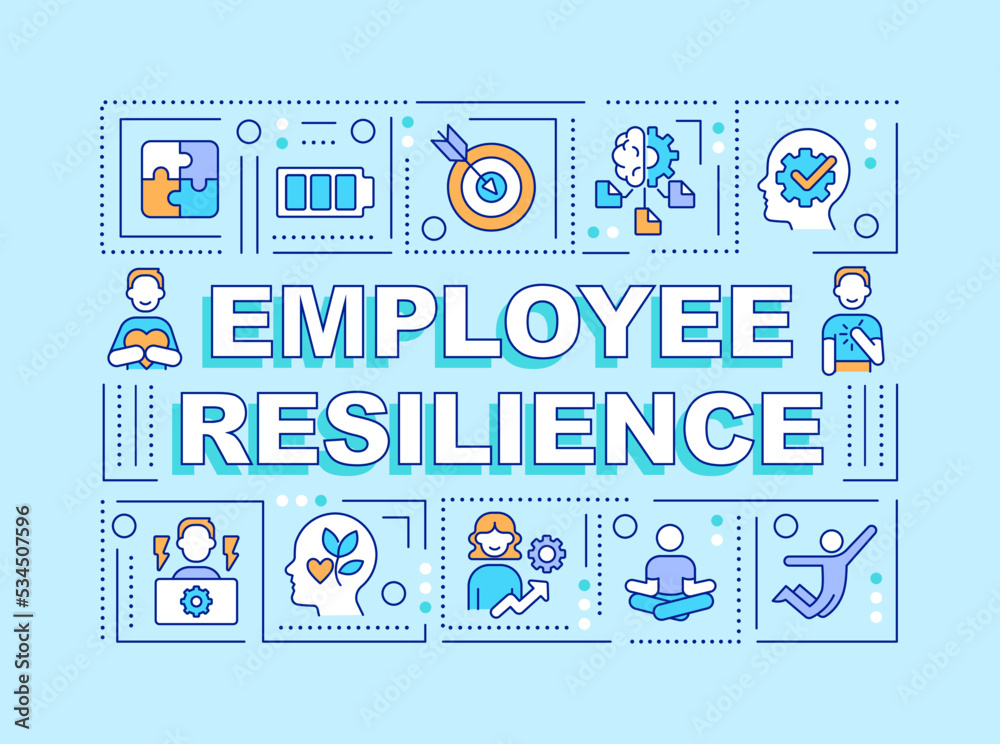 Employee resilience word concepts blue banner. Workplace mental health ...