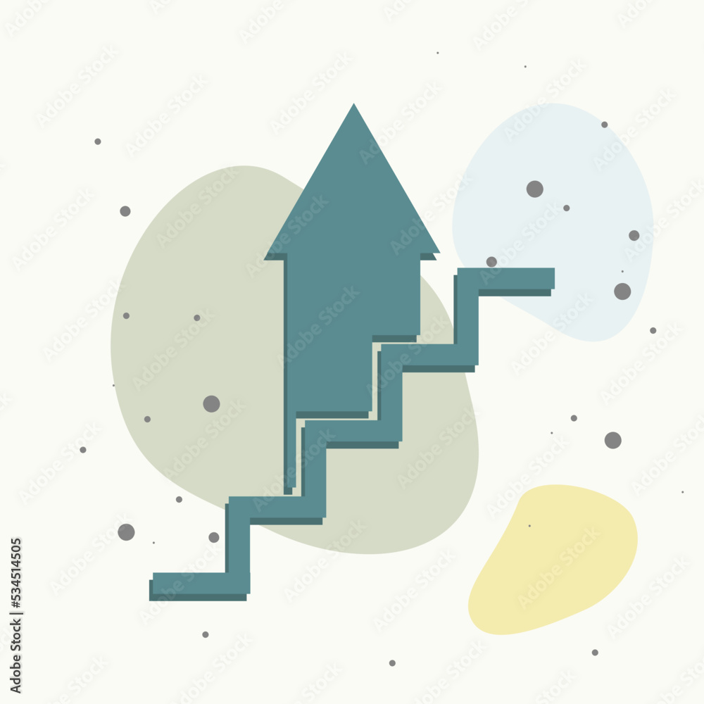 Vector step icon and up arrow. Symbol of successful business and career ...